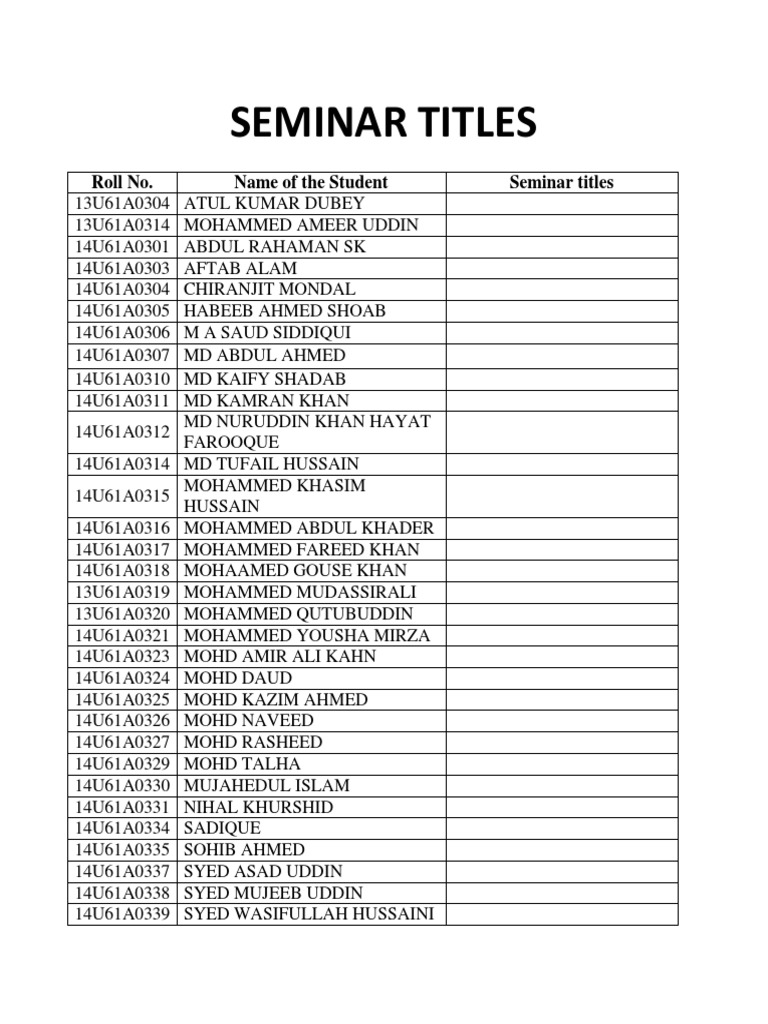 Seminar Titles | PDF | Sports & Recreation | Wellness