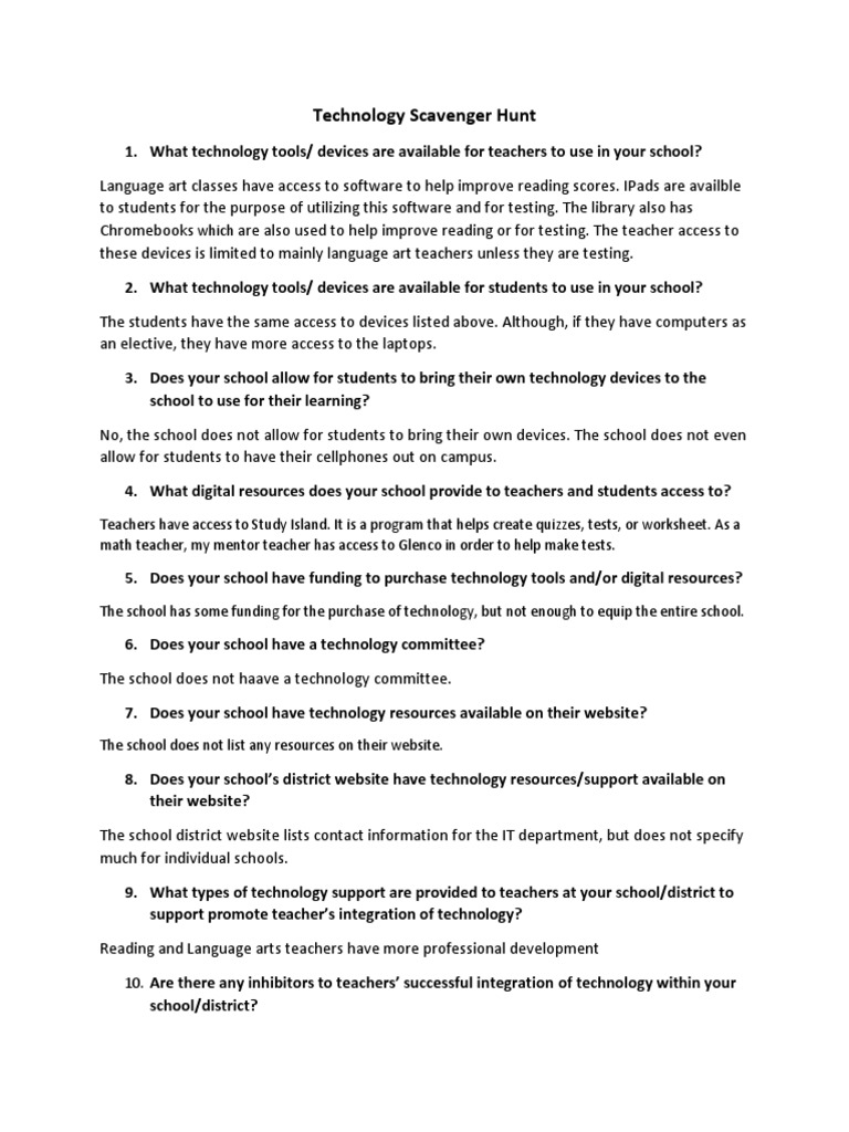 Technology Scavenger Hunt Overview | PDF | Intellectual Works | Computing