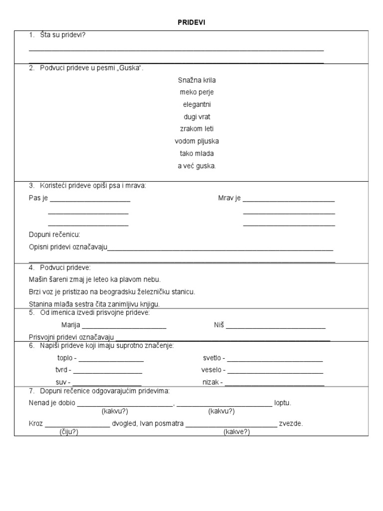Pridevi Kontrolni1 | PDF