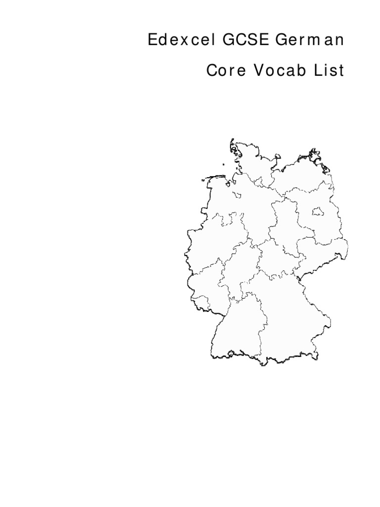 Edexcel GCSE German Core Vocab List | PDF | Vocabulary | Word