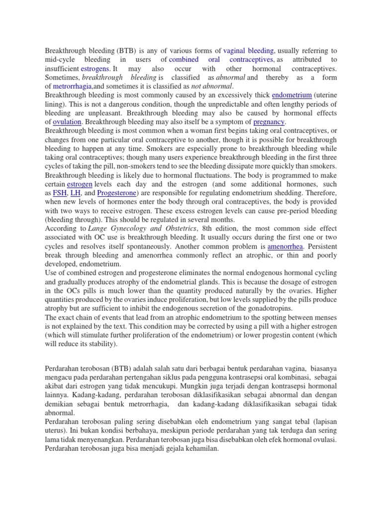 Breakthrough Bleeding | PDF | Menstrual Cycle | Combined Oral ...