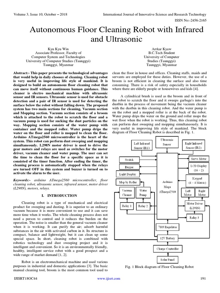 Autonomous Floor Cleaning Robot With Infrared and Ultrasonic | PDF ...
