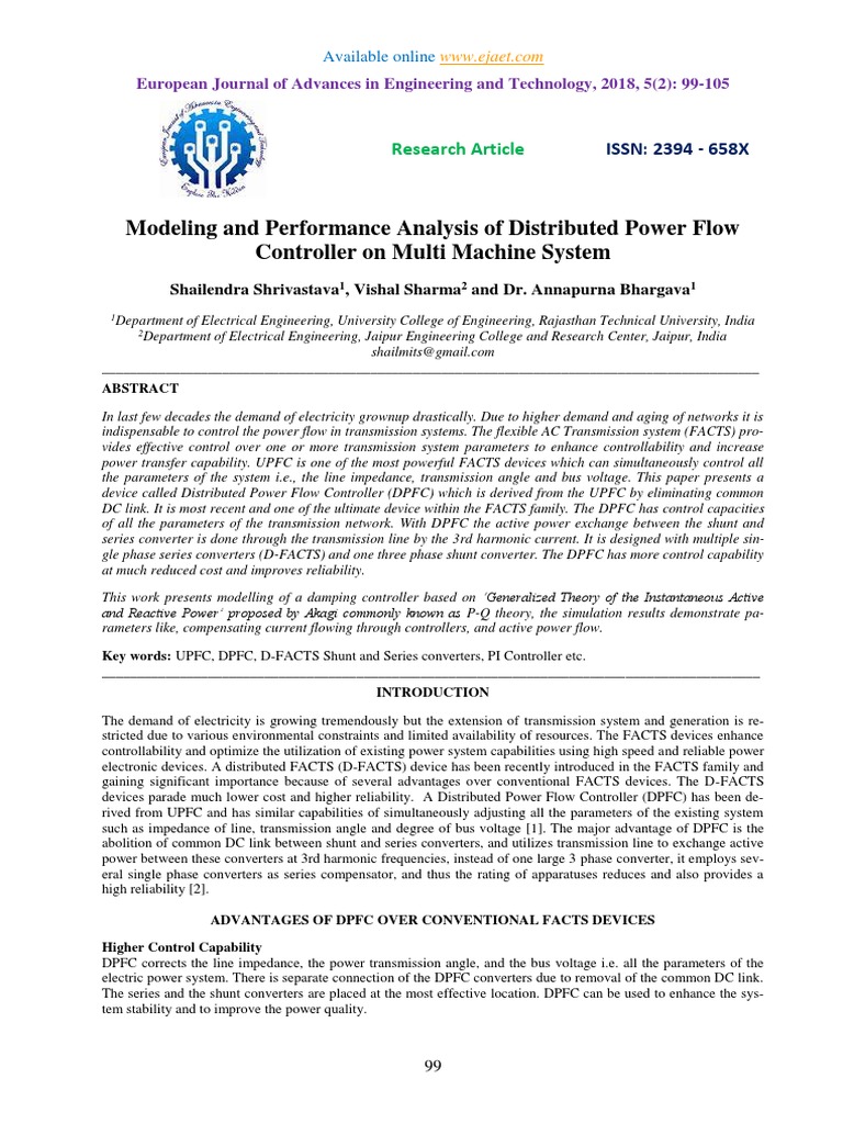 Modeling And Performance Analysis Of Distributed Power Flow Controller On Multi Machine System