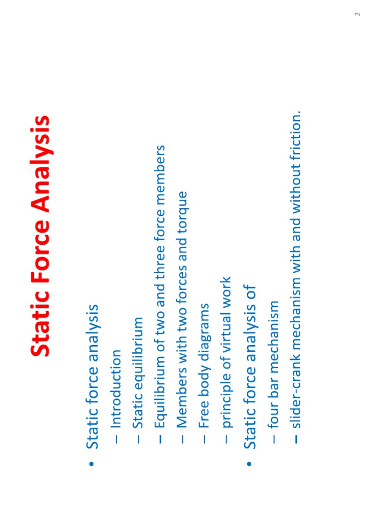 152lecture 1 1 Static Force Analysis of Planar Mechanism | PDF