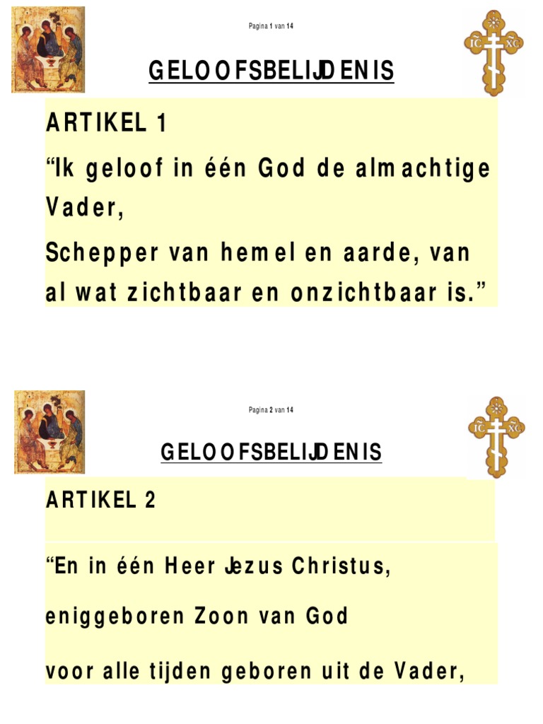 Geloofbelijdenis Crezul Limba Olandeza | PDF