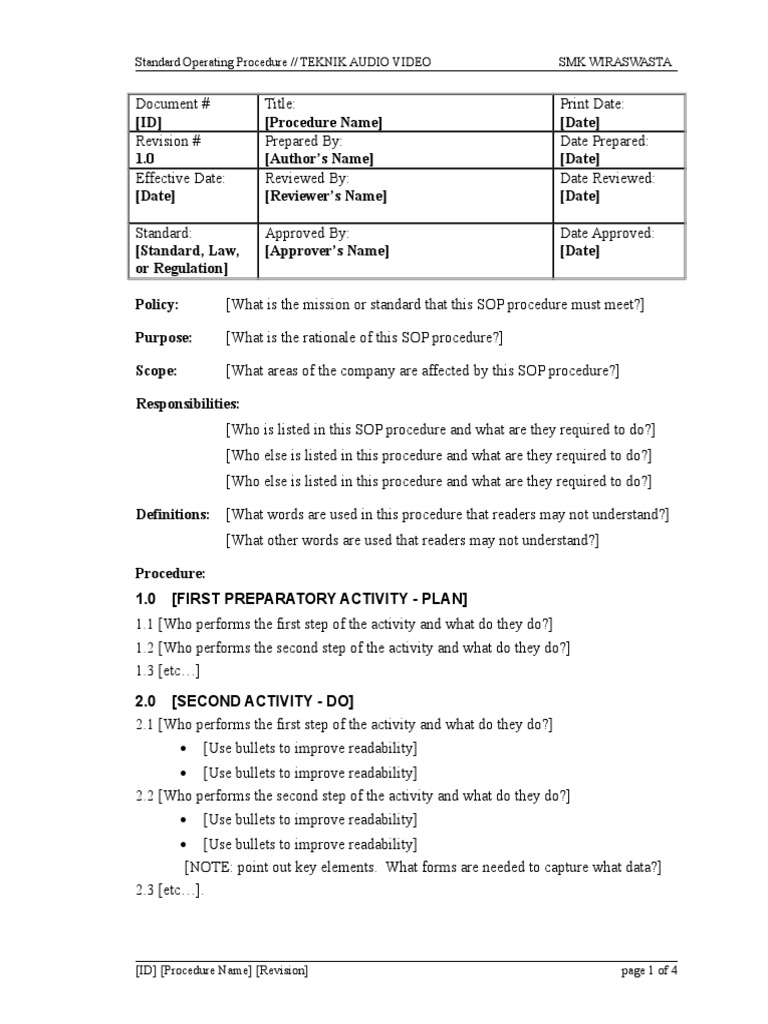 Standard Operating Procedure Template | PDF | Business