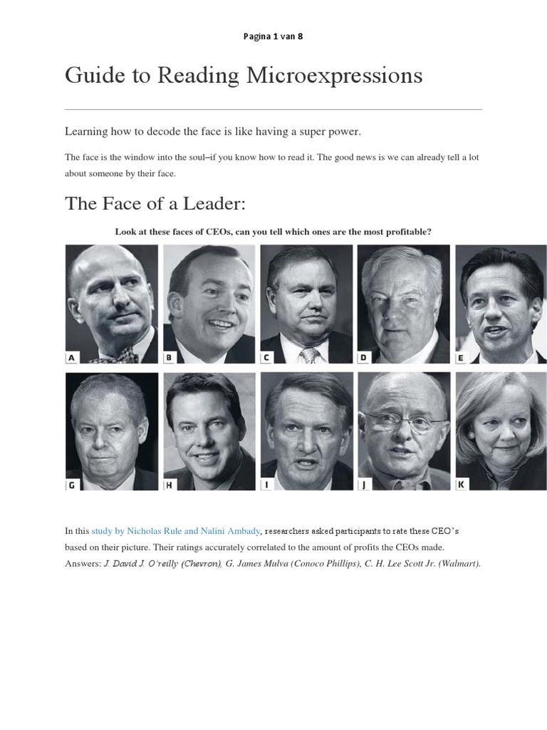 Guide To Reading Microexpressions | PDF | Facial Expression | Subjective Experience