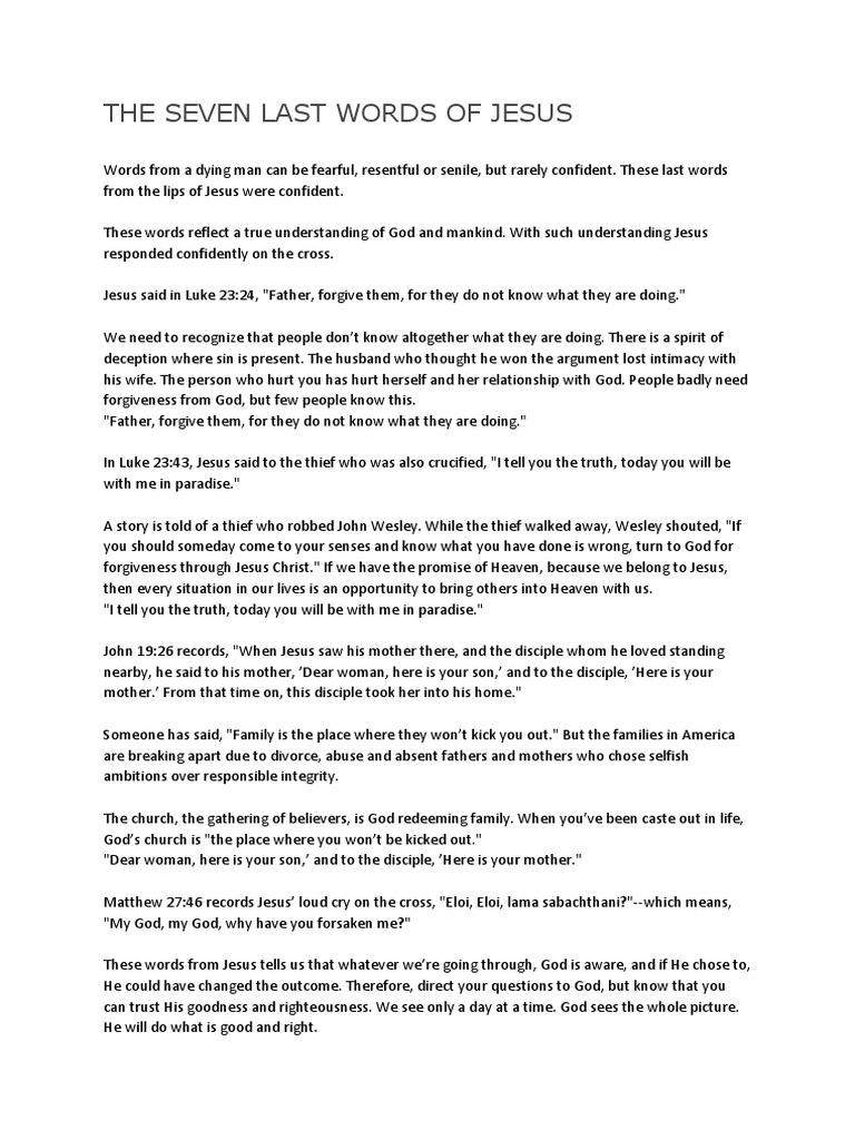 7 Last Words | PDF | Jesus | Gospel Of Mark