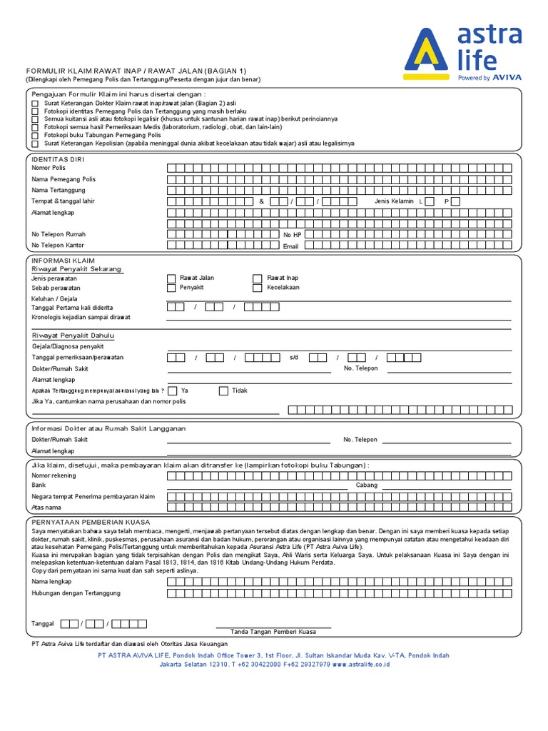 6 Form Klaim Rawat Inap Rawat Jalan | PDF