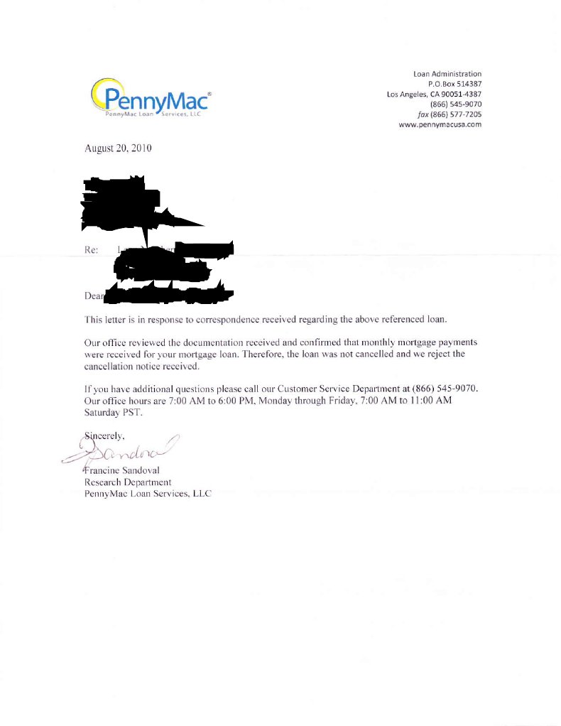 PennyMac Loan Response Letter | PDF