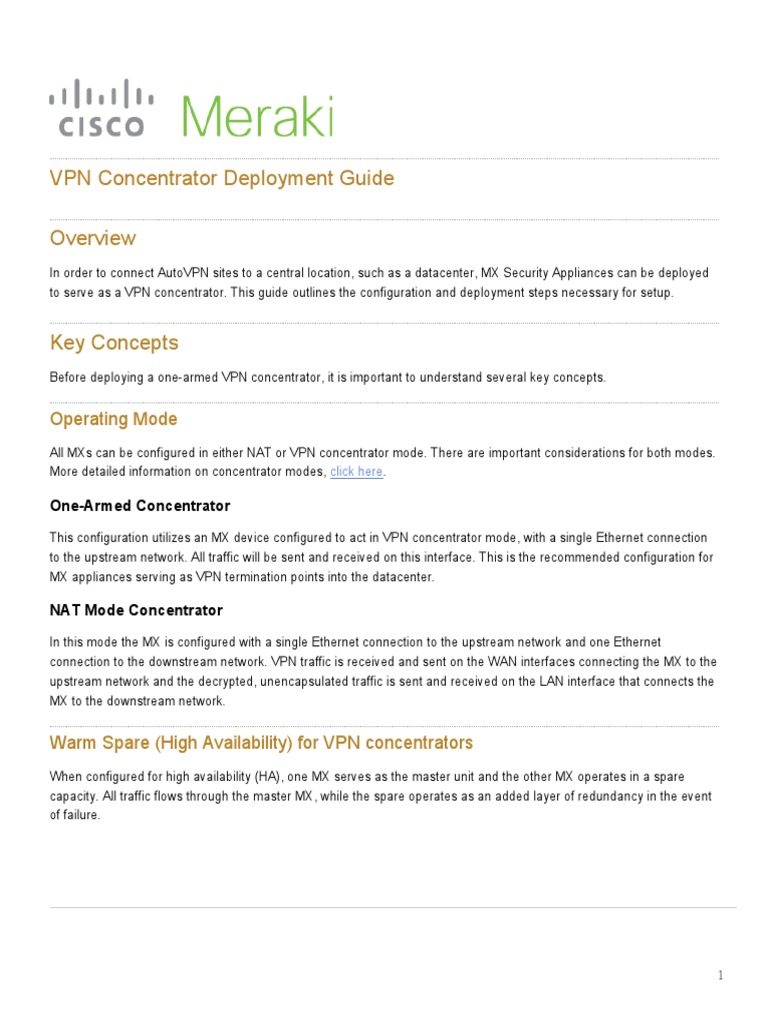 VPN Concentrator Deployment Guide | PDF | Virtual Private Network | Ip ...