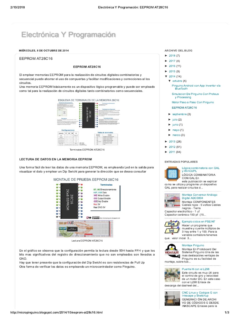 Electrónica Y Programación - EEPROM AT28C16 | PDF