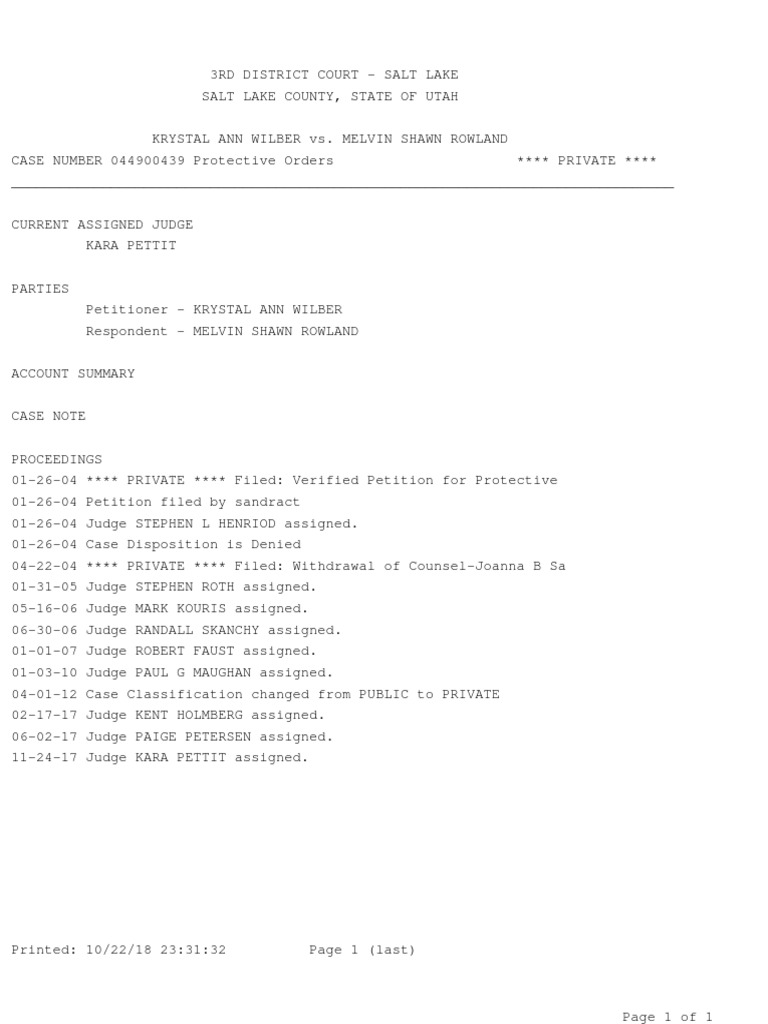 Melvin Rowland 2004 Denied Protective Order | PDF