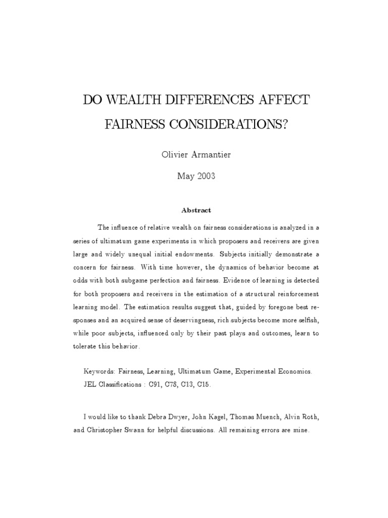 Rich and Poor (Selfishness) | PDF | Experiment | P Value