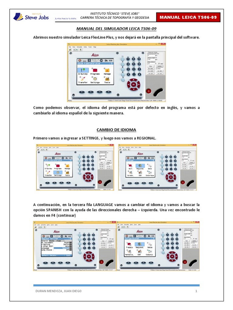 Manejo de Estación Total Leica TS 02-06-09 Completo V1-1 | PDF | Topografía | Informática
