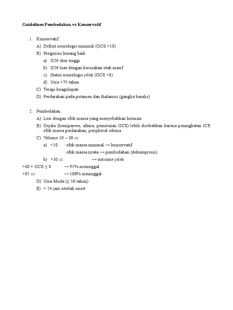 Panduan Pembedahan vs Konservatif ICH | PDF