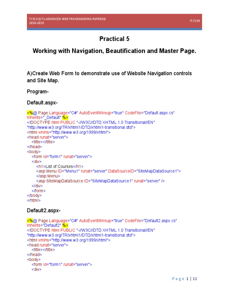AWP Practical 5 | PDF | Xhtml | Html
