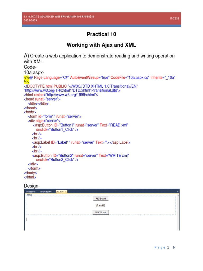 Practical 10 Working With Ajax and XML | PDF | Xhtml | Html