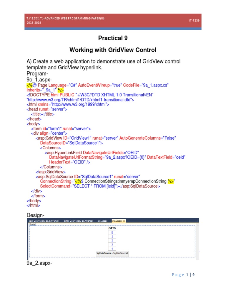 GridView Control in ASP.NET Web Apps | PDF | Xhtml | Html