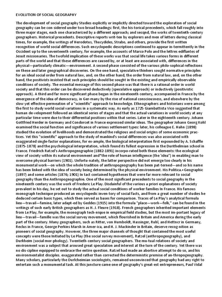 Evolution of Social Geography | PDF | Geography | Social Science