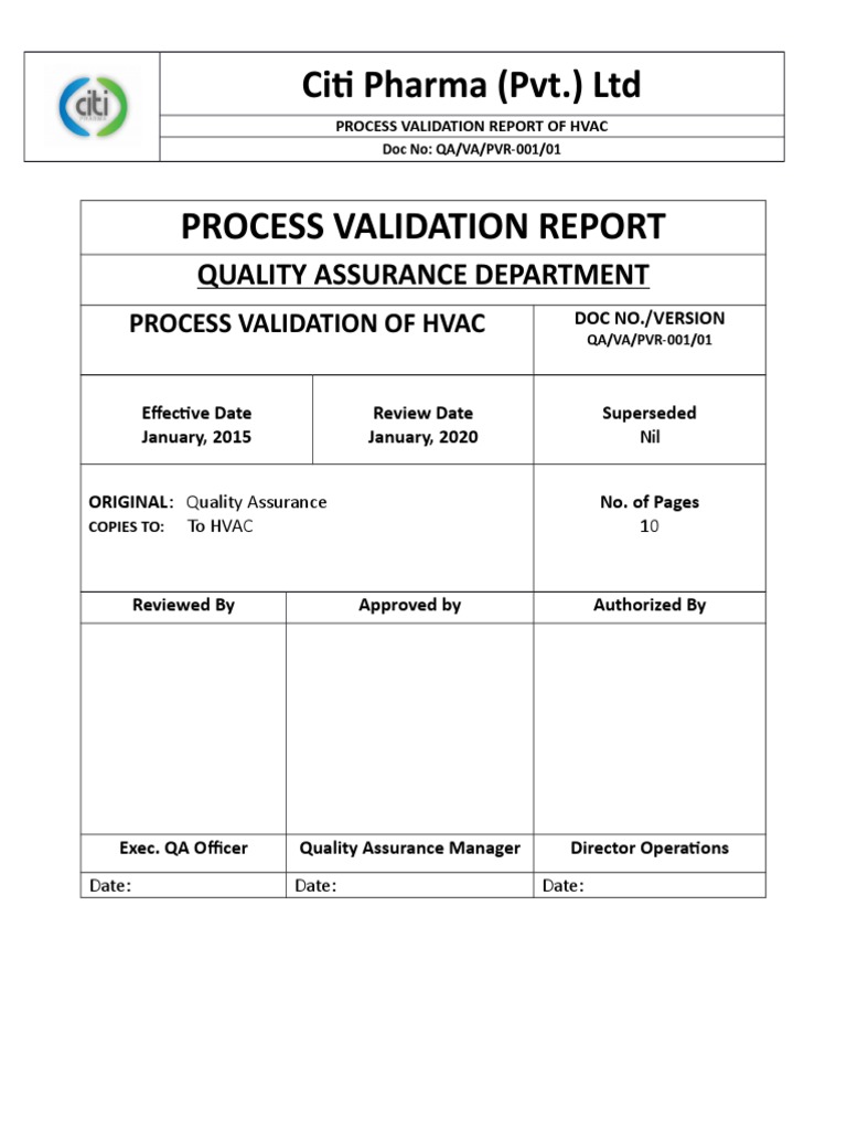Process Validation Report Paracetamol (Hvac) | PDF | Hvac | Volume