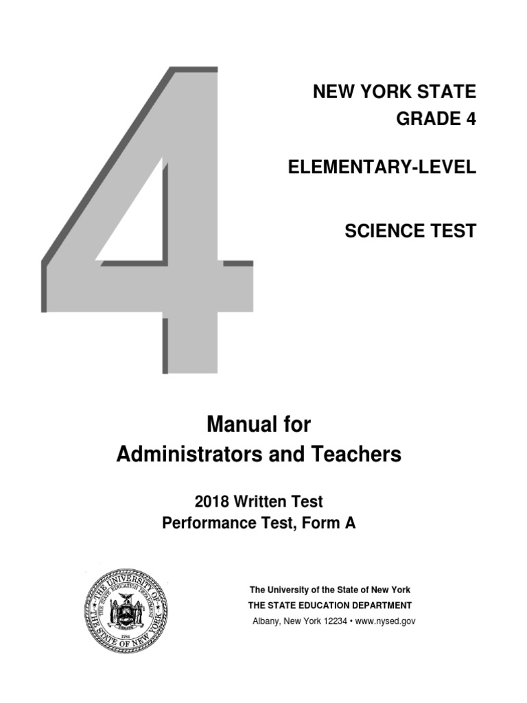 Manual For Administrators and Teachers: New York State Grade 4 ...