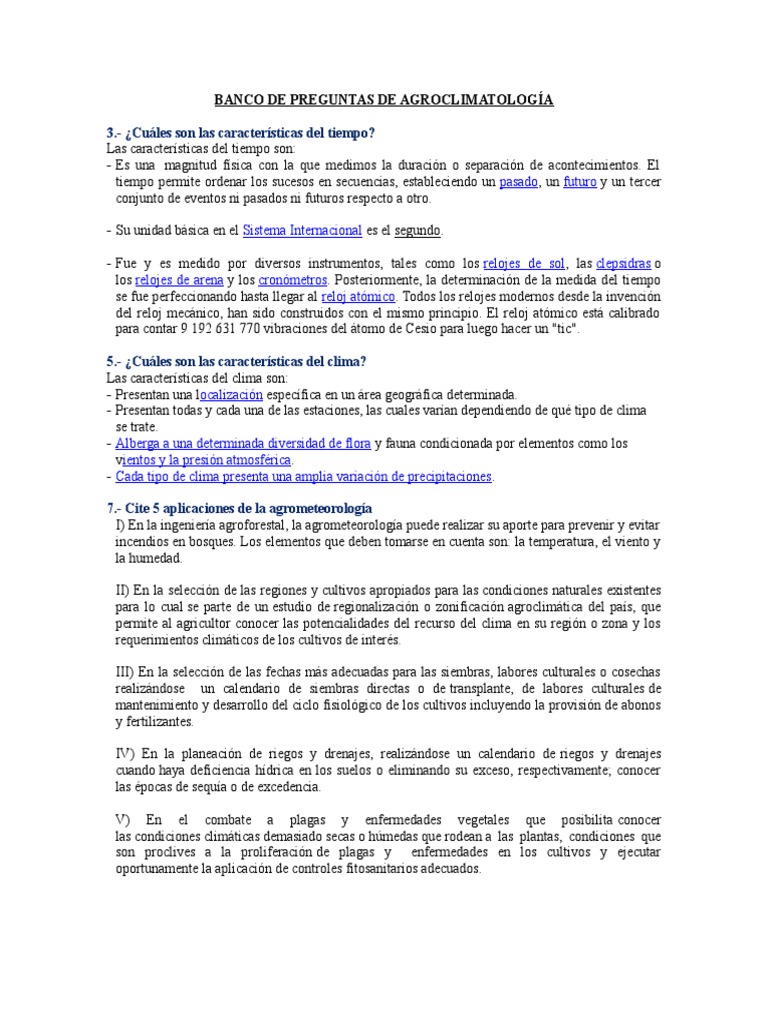 Preguntas de Clima | PDF | Precipitación | Luz de sol
