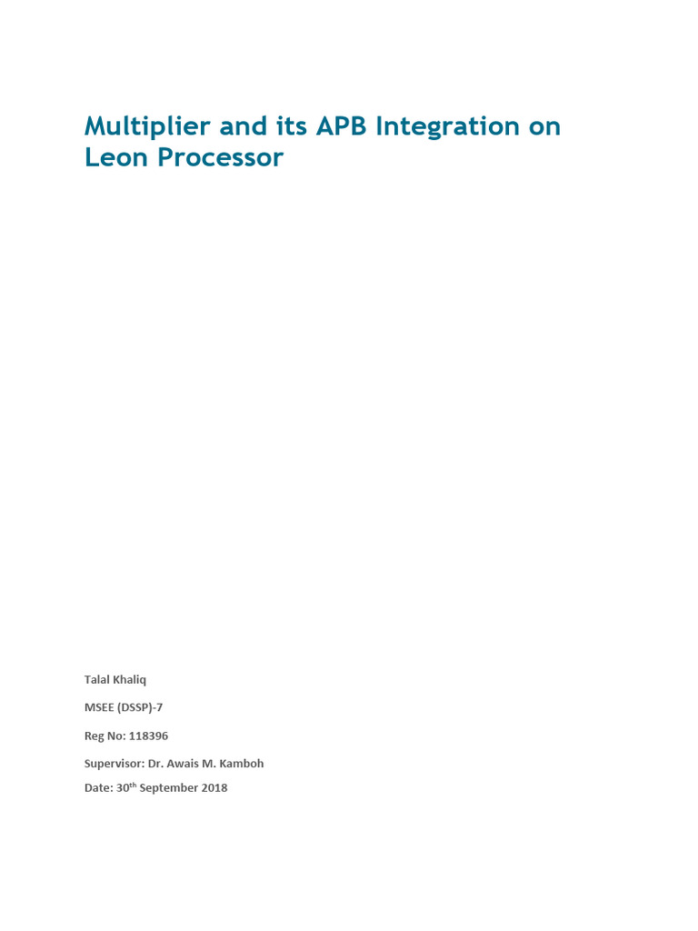 Multiplier and Its APB (Bus Architecture) Integration With Leon3 | PDF | Multiplication ...