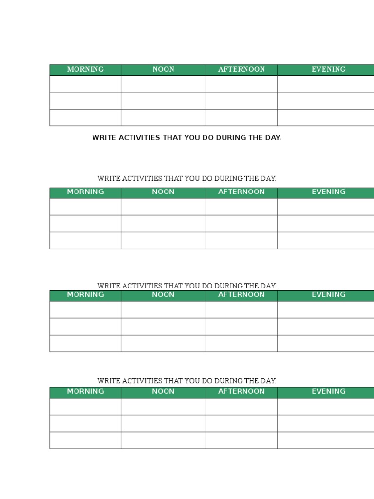 Rotuine Activities Daytime | PDF