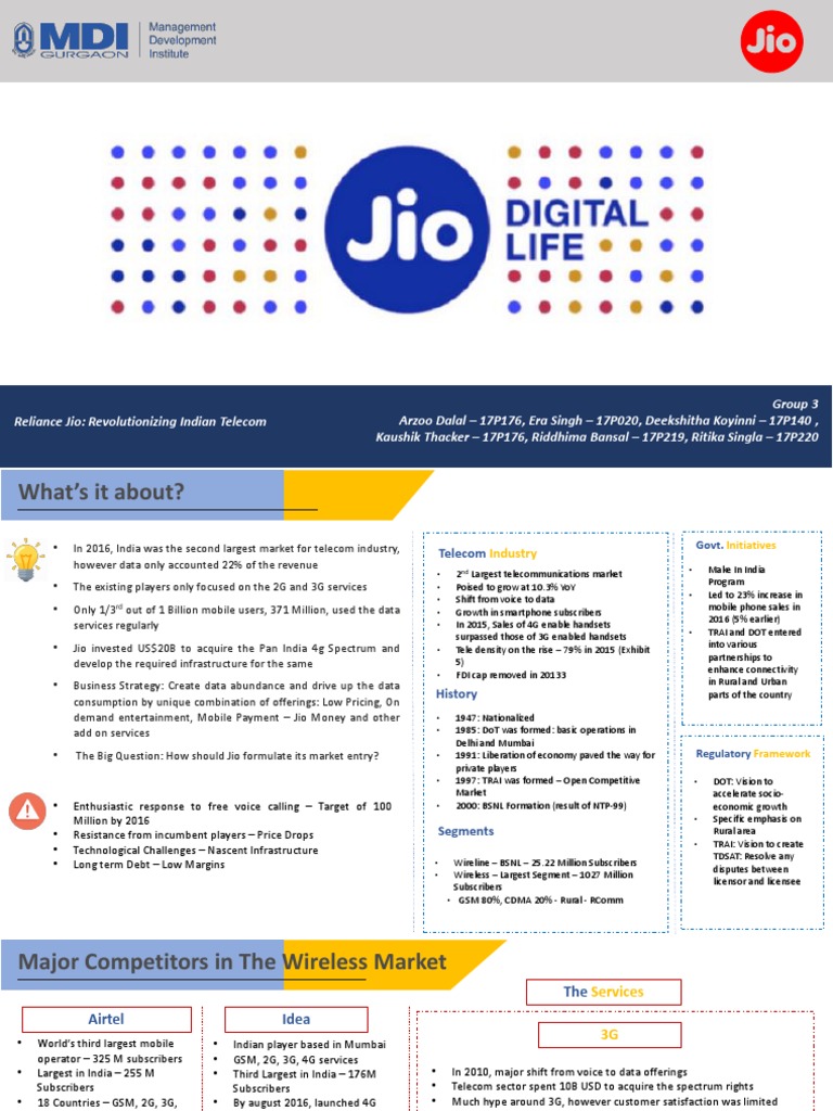 Reliance JIO Case Presentation | PDF | 3 G | 4 G