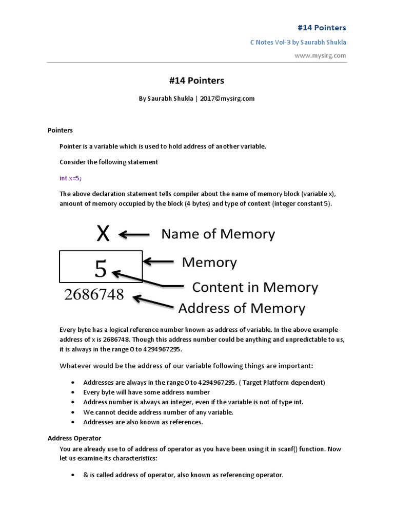 #14 Pointers | PDF | Pointer (Computer Programming) | C (Programming ...