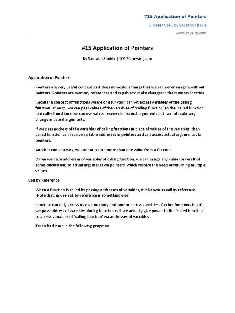 #15 Application of Pointers | PDF | Pointer (Computer Programming ...