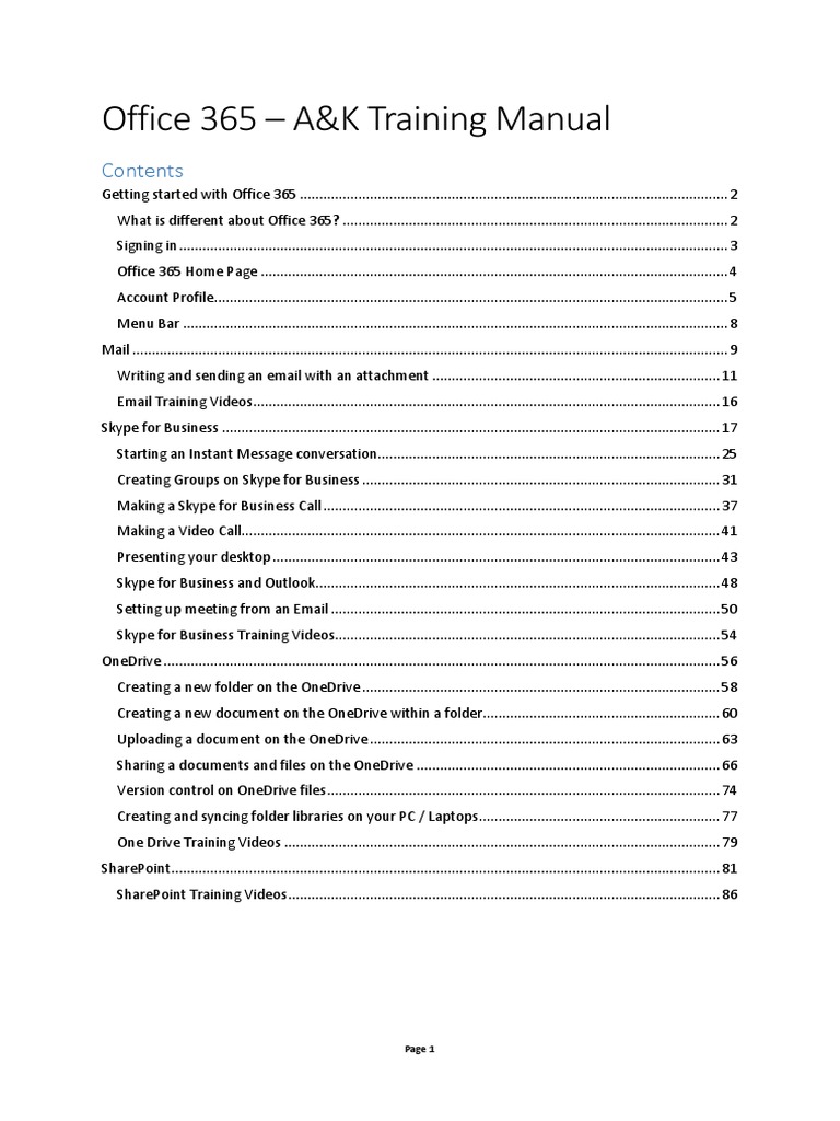 Office 365 Training Manual Overview | PDF | Instant Messaging | Office 365