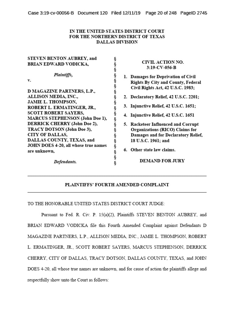 Federal Lawsuit Finally Gives Steve Aubrey and Brian Vodicka A Voice ...