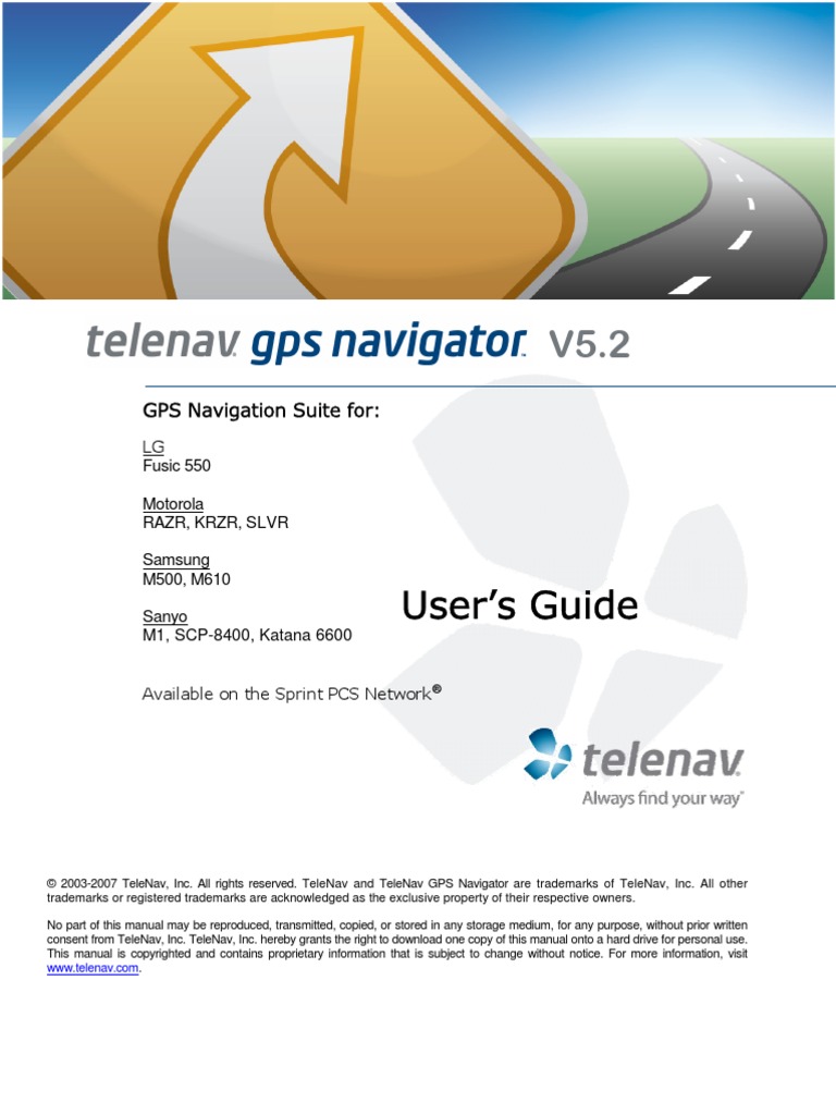 TeleNav Version 5.2 User's Guide - Sprint (Sanyo, RAZR, Fusic) | PDF ...