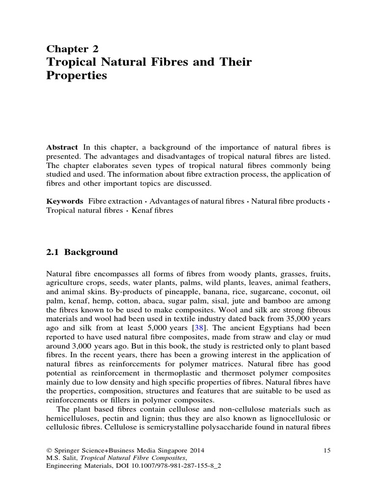 Tropical Natural Fibres and Their Properties: 2.1 Background | PDF ...