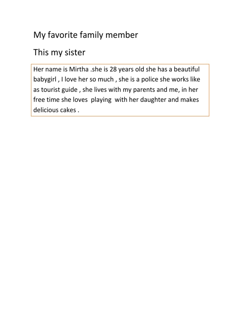 My Favorite Family Member | PDF
