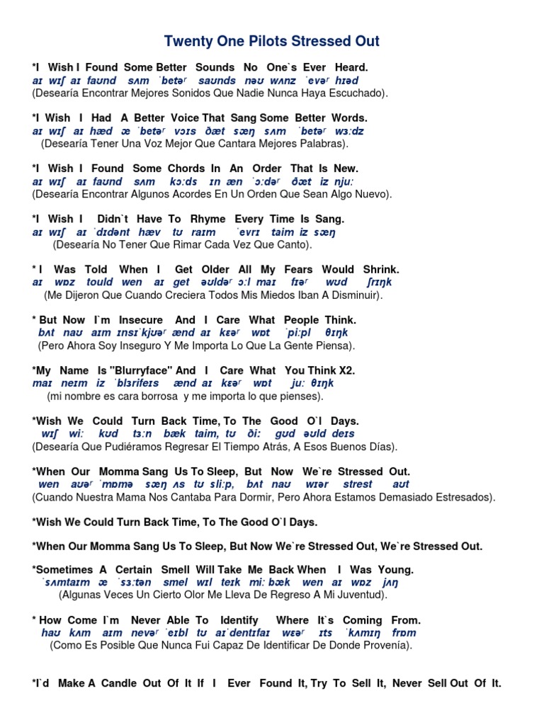 Twenty One Pilots Stressed Out | PDF | Ocio