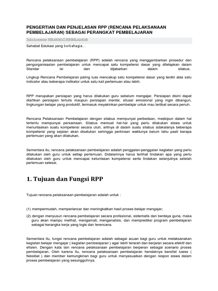 Apa Itu RPP? | PDF