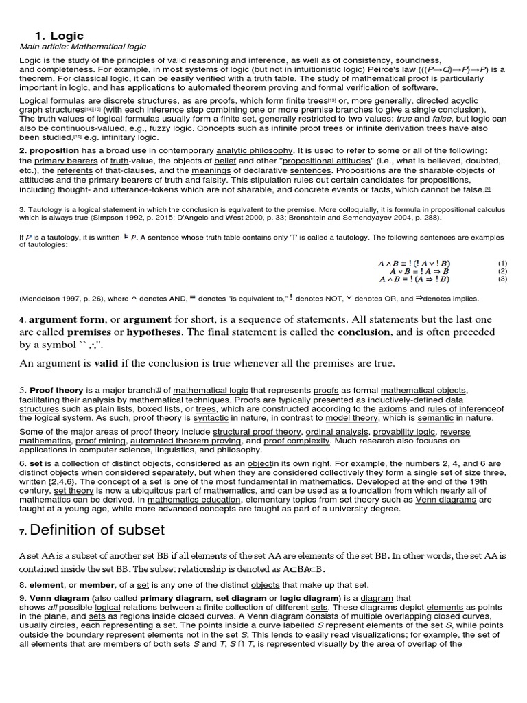 Definition of Subset: 1. Logic | PDF | Mathematical Proof | Set ...