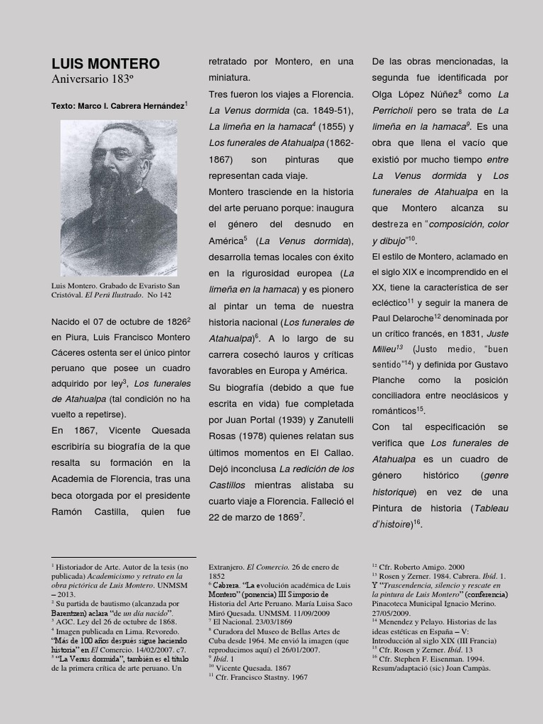 Biografía de Luis Montero, pintor peruano | PDF | Pinturas | Lima