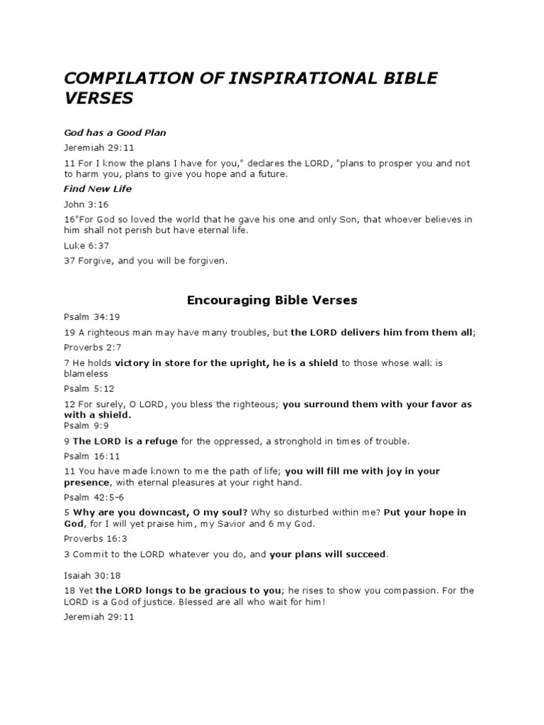 Compilation of Inspirational Bible Verses | PDF | Book Of Proverbs | Sin