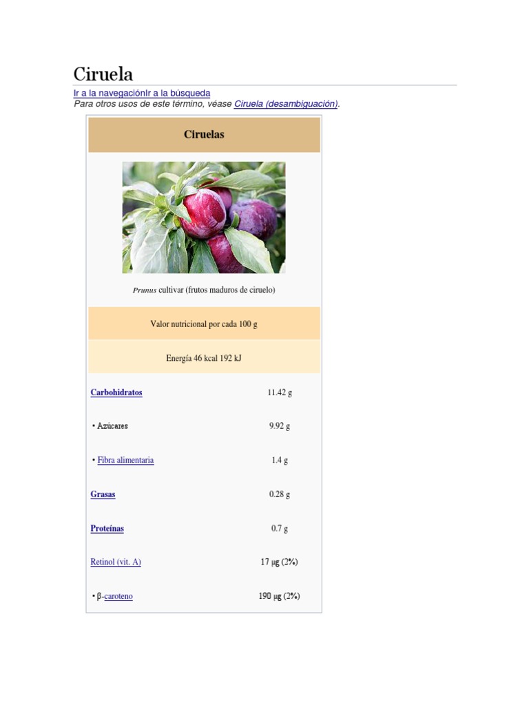 Ciruela | PDF | Magnesio | Vitamina