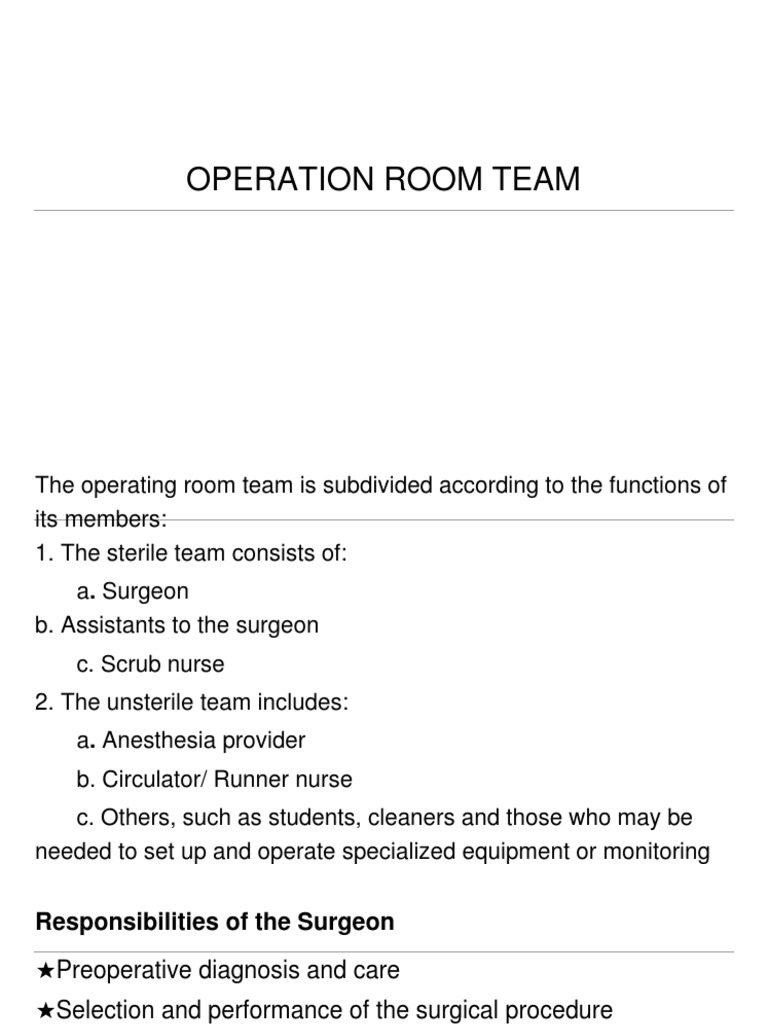 The Operating Room Team: Roles, Responsibilities and Best Practices ...