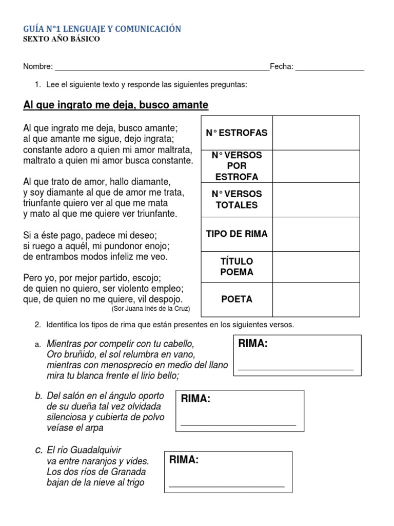 Guía elementos de forma de un poema | PDF