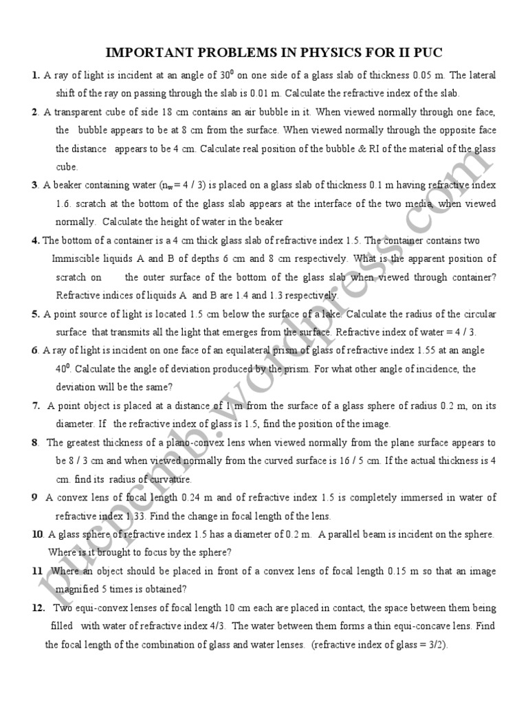 2nd Puc Physics Most Imp Problems1 | PDF | Business