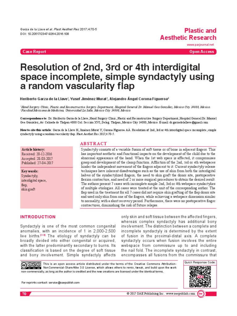 Resolution of 2nd, 3rd or 4th Interdigital Space Incomplete, Simple ...