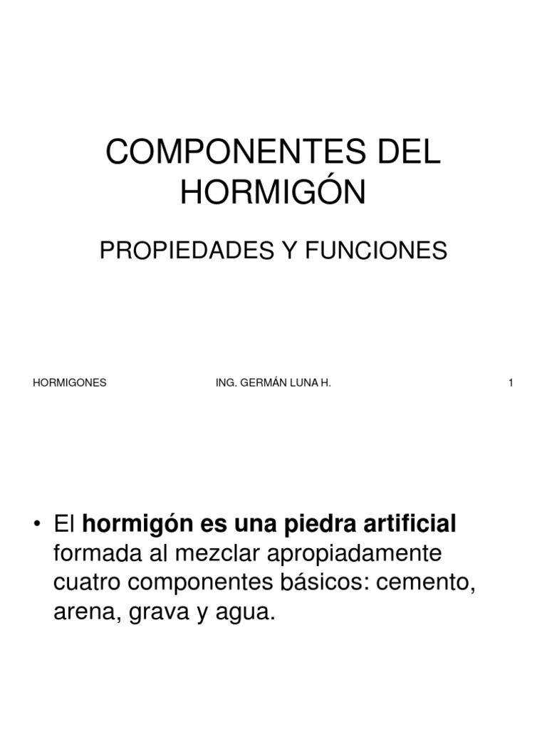 Clase 2 Componentes Del Hormigón | PDF | Hormigón | Cemento