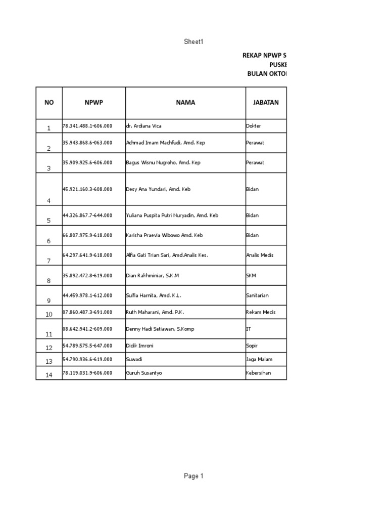 Rekap NPWP Non Pns | PDF