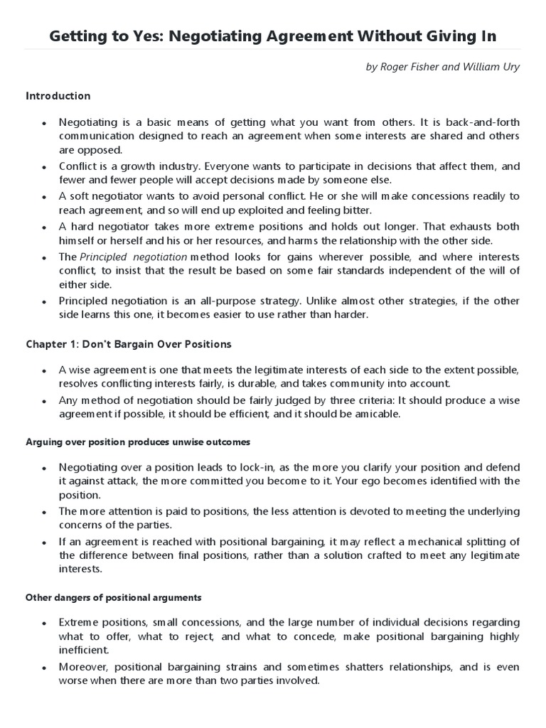 Getting To Yes | PDF | Negotiation | Brainstorming